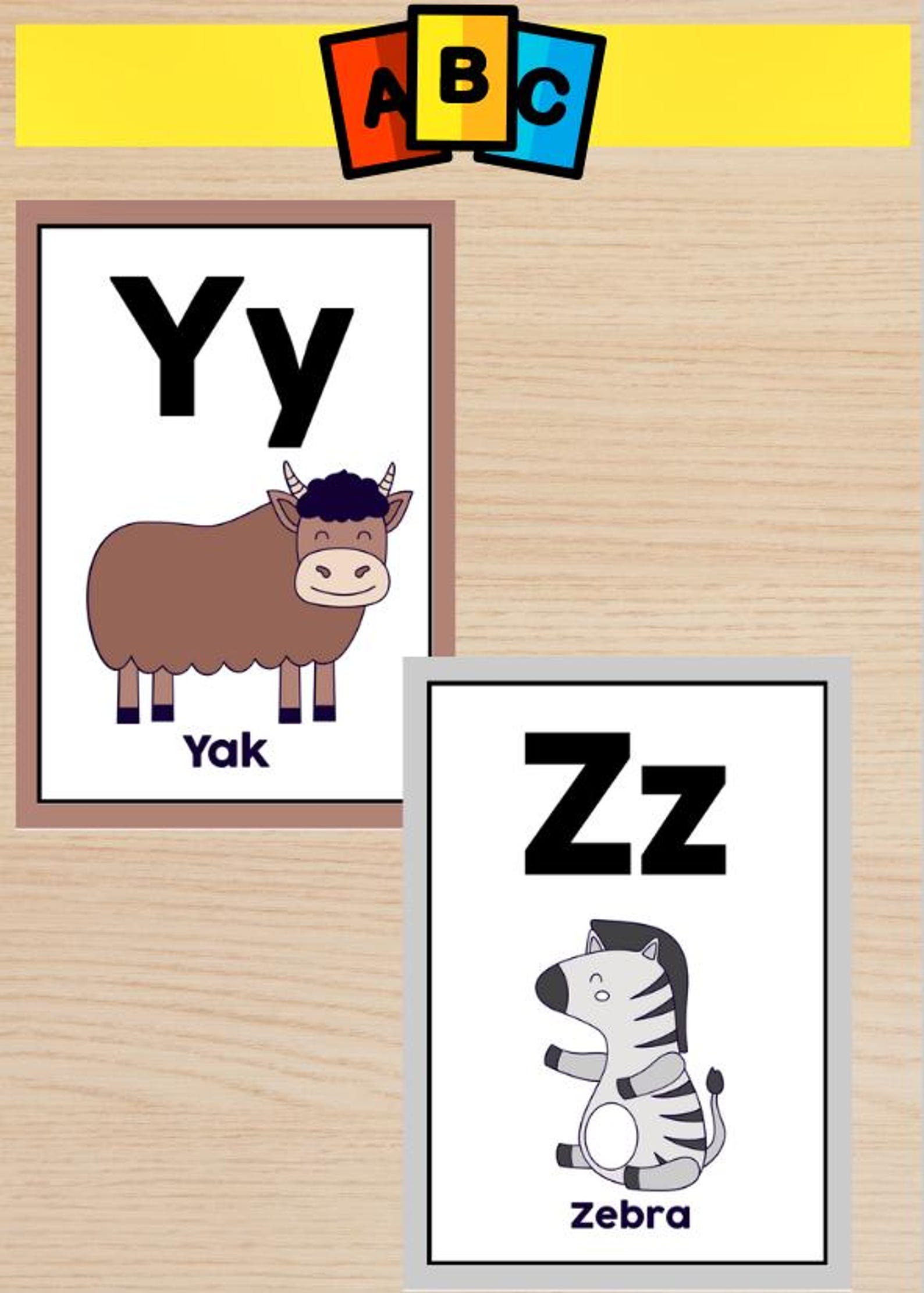 Printable ABC Flash Cards: Animal Classroom Decor (digital Download) - Etsy