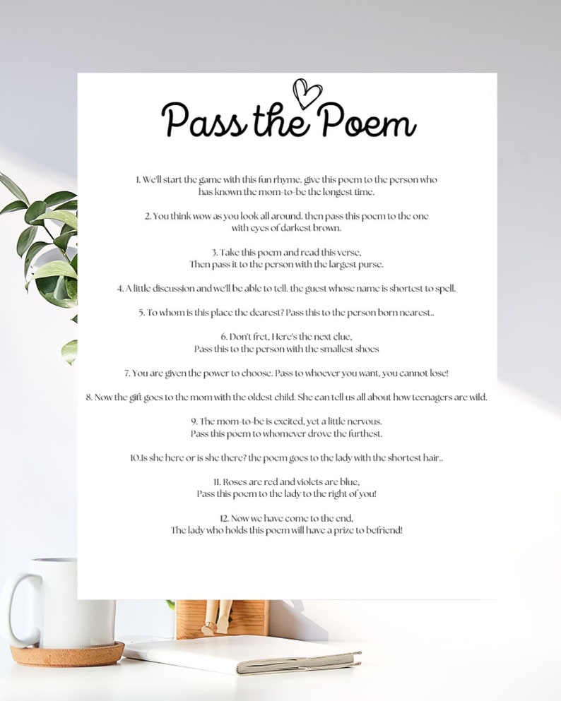 Pass the Poem Bridal Shower Game: Minimalist Gift Exchange (canva ...