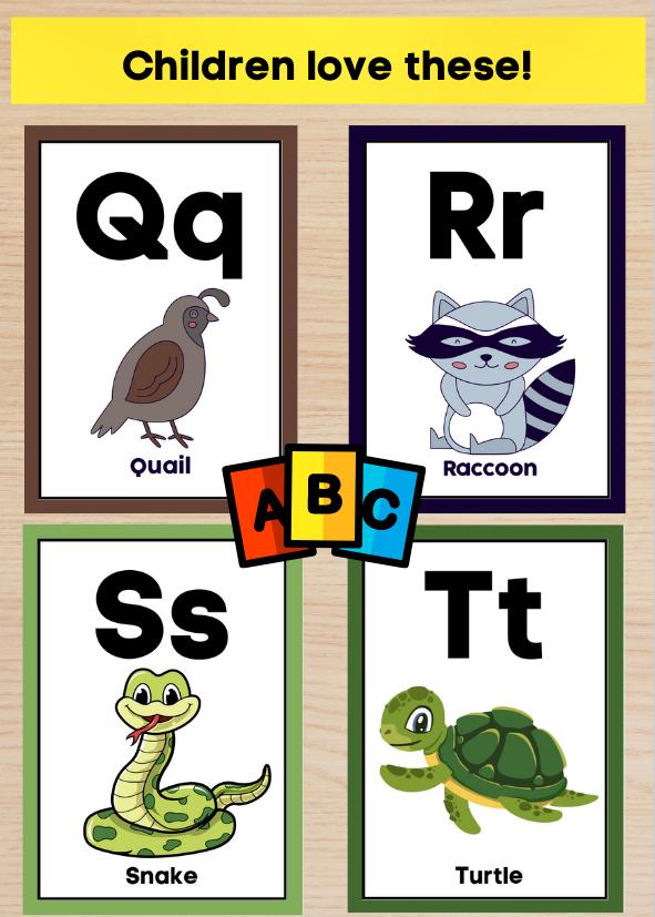 Printable ABC Flash Cards: Animal Classroom Decor (digital Download) - Etsy