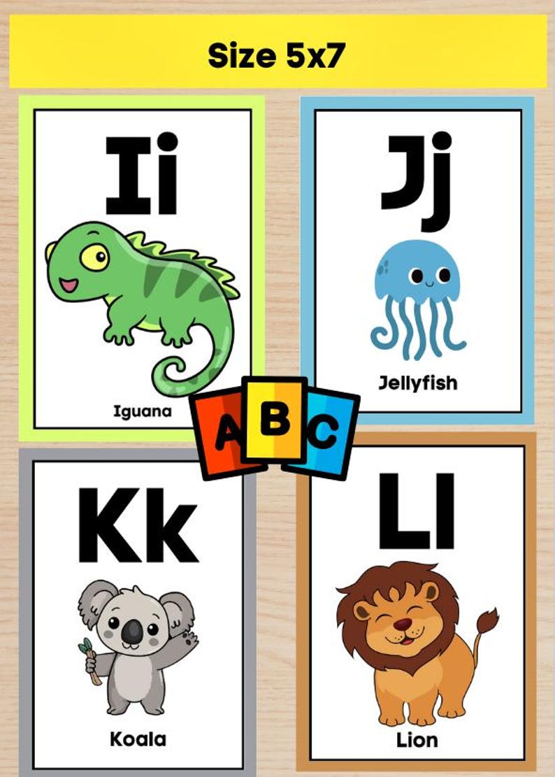 Printable ABC Flash Cards: Animal Classroom Decor (digital Download) - Etsy