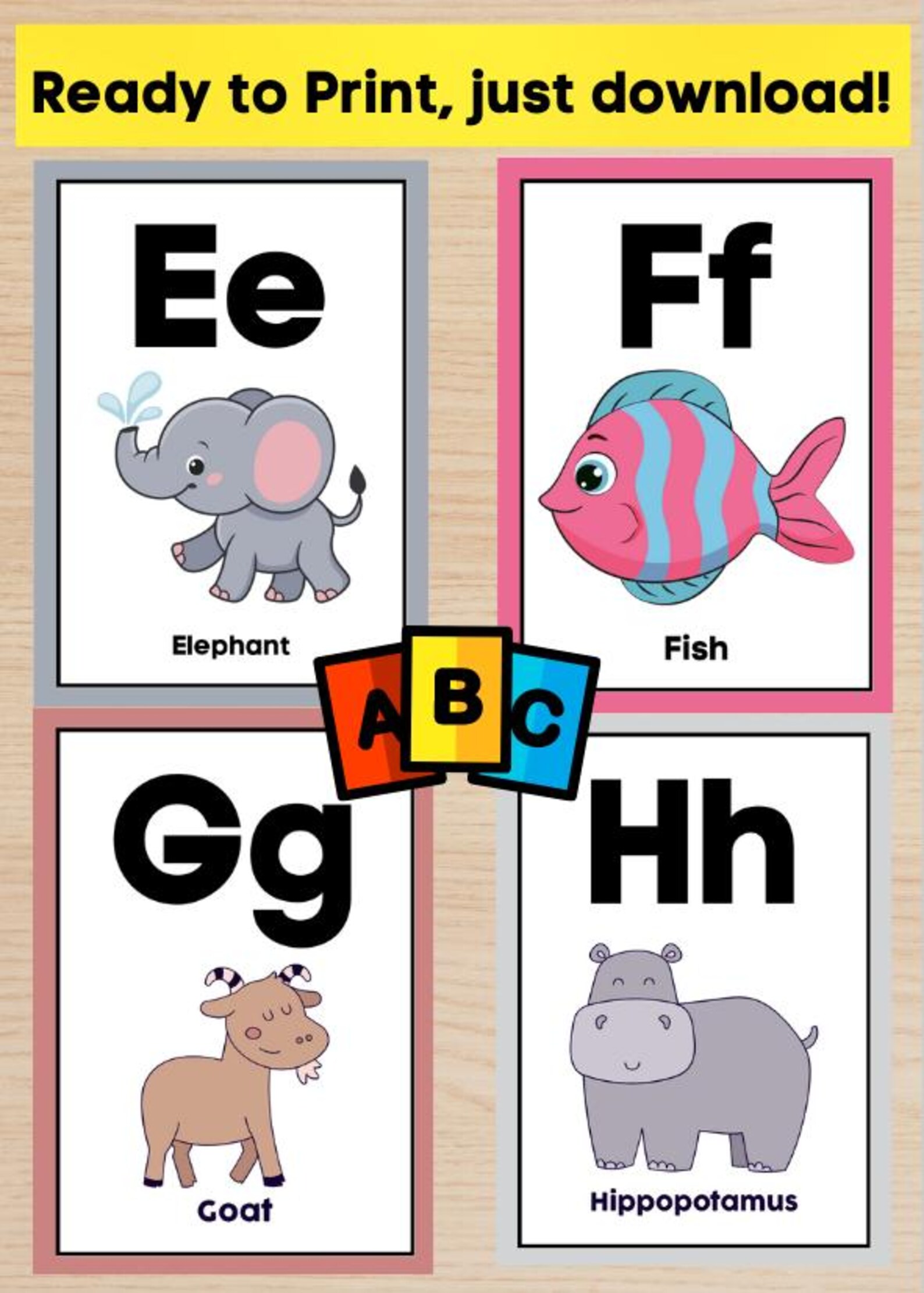 Printable ABC Flash Cards: Animal Classroom Decor (digital Download) - Etsy
