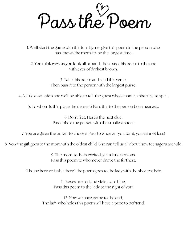 Pass the Poem Bridal Shower Game: Minimalist Gift Exchange (canva ...