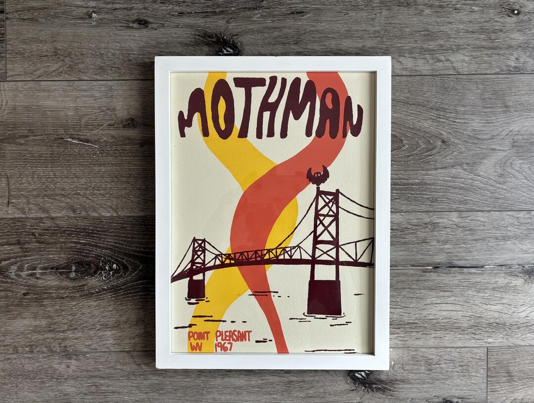 Mothman- Art Print | Cute Cryptid Wall Art in a Thrifted Frame | Modern ...