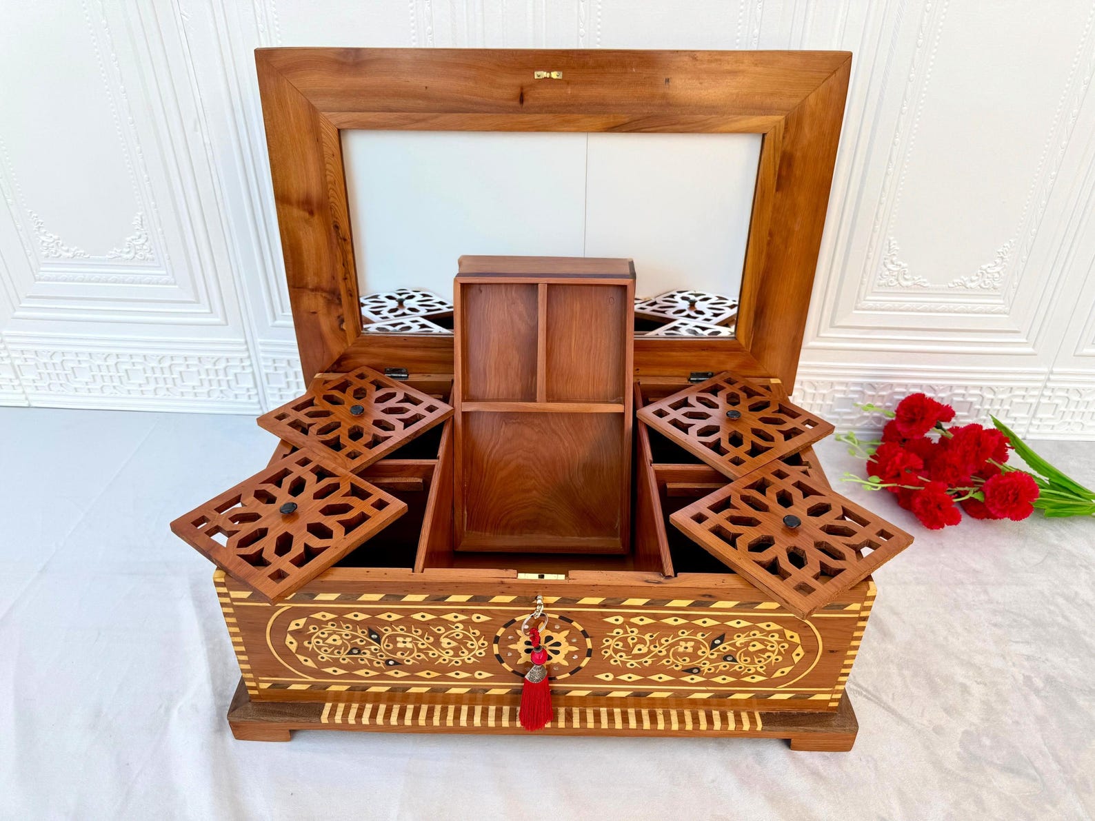 Vintage Moroccan Jewelry Box | Chest-style Wooden Trunk With Lemon ...