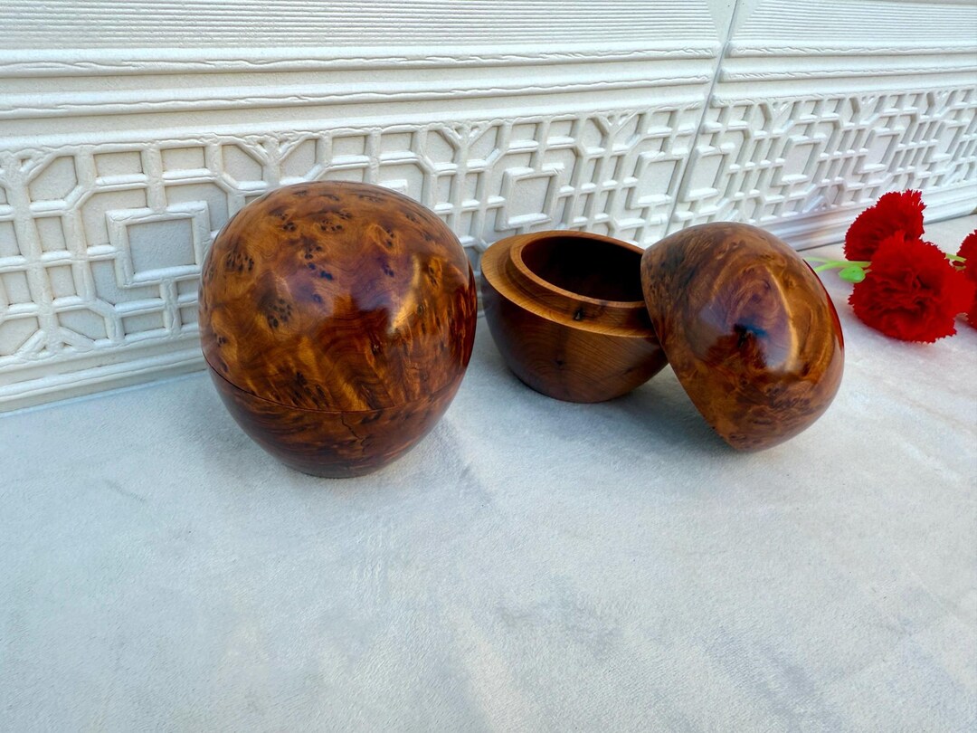 Thuya Pebble Wooden Box Set of 2 – Round Jewelry Organizers, Moroccan ...