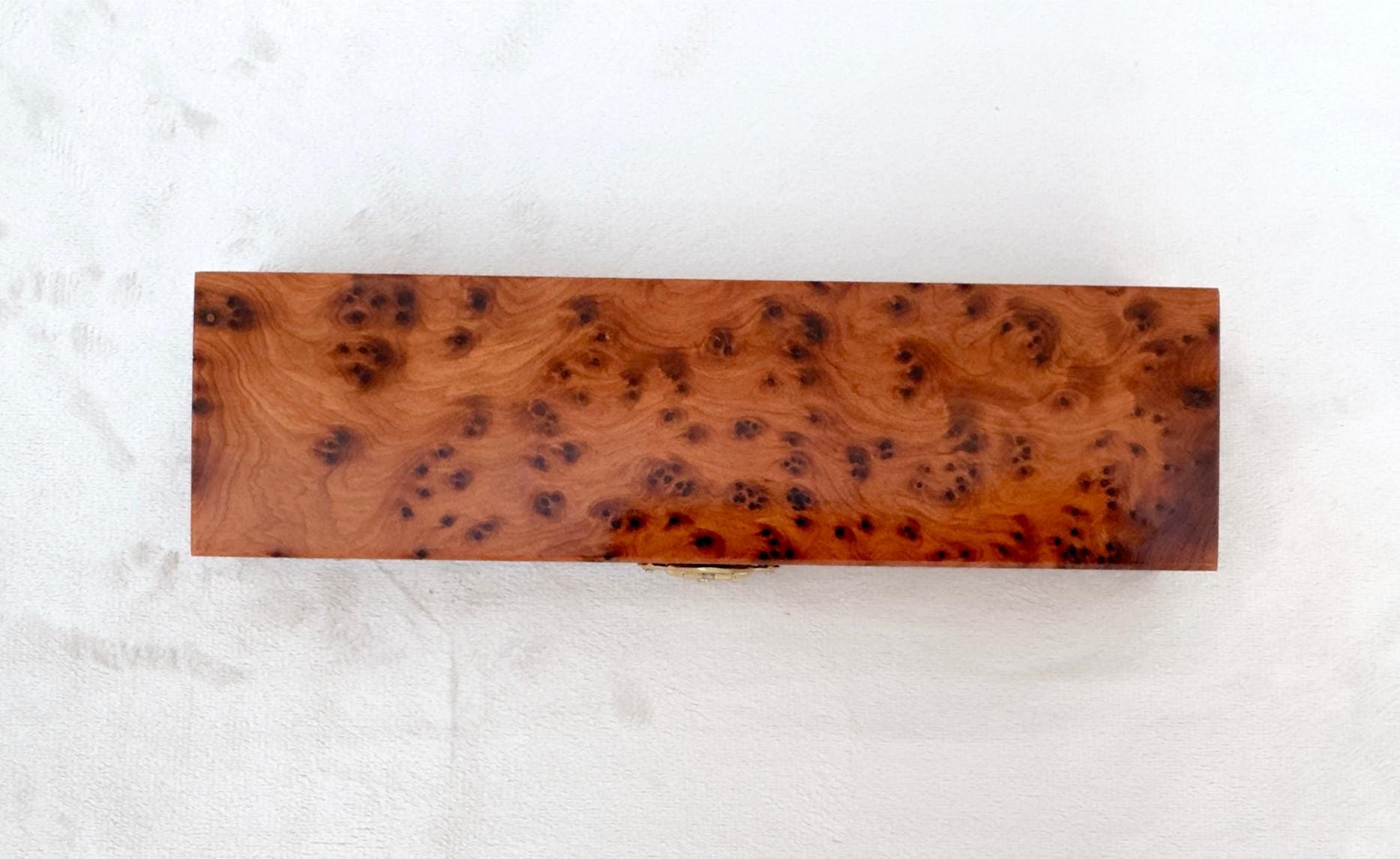 Handcrafted Thuya Wood Pencil Case – Lockable Wooden Box for Pens ...