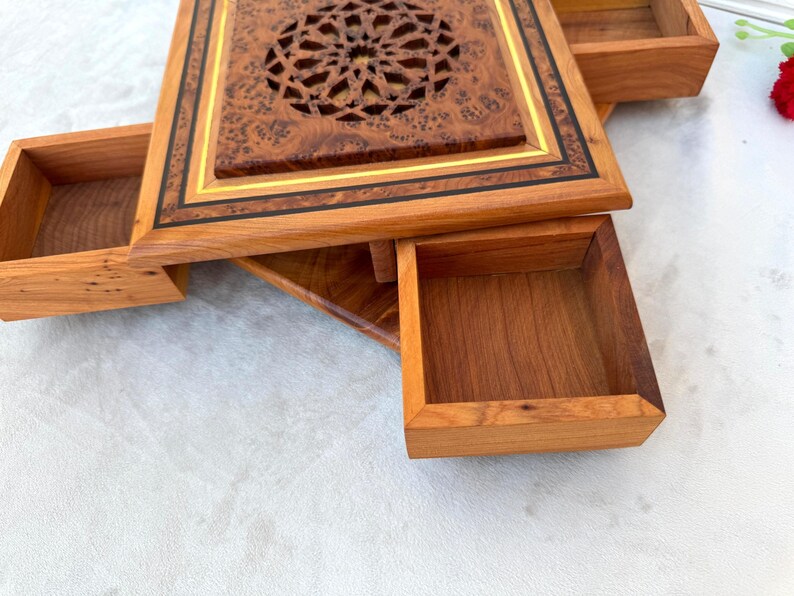 Moroccan Thuya Burl Wood Box 9"x9"– Secret Puzzle Lock, Large ...