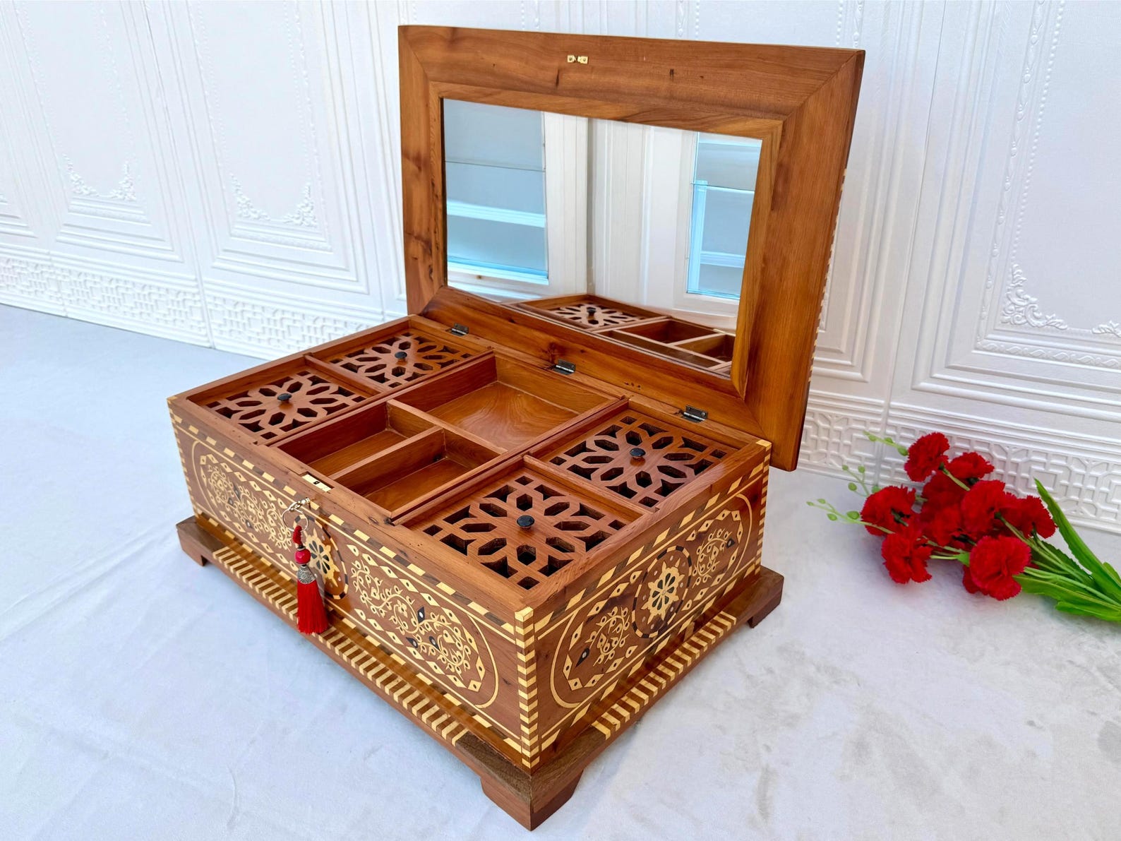 Vintage Moroccan Jewelry Box | Chest-style Wooden Trunk With Lemon ...