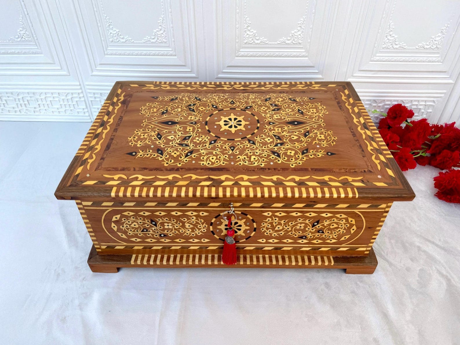 Vintage Moroccan Jewelry Box | Chest-style Wooden Trunk With Lemon ...