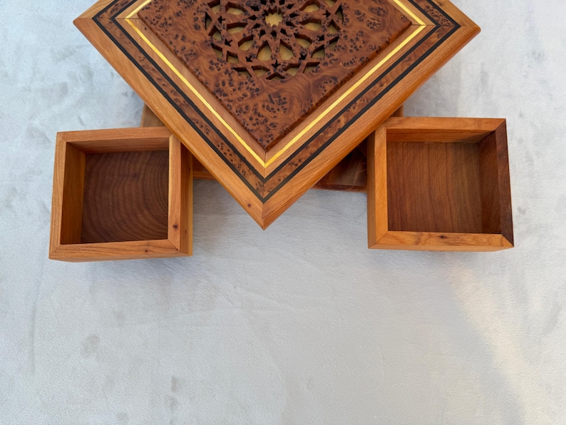 Moroccan Thuya Burl Wood Box 9"x9"– Secret Puzzle Lock, Large ...
