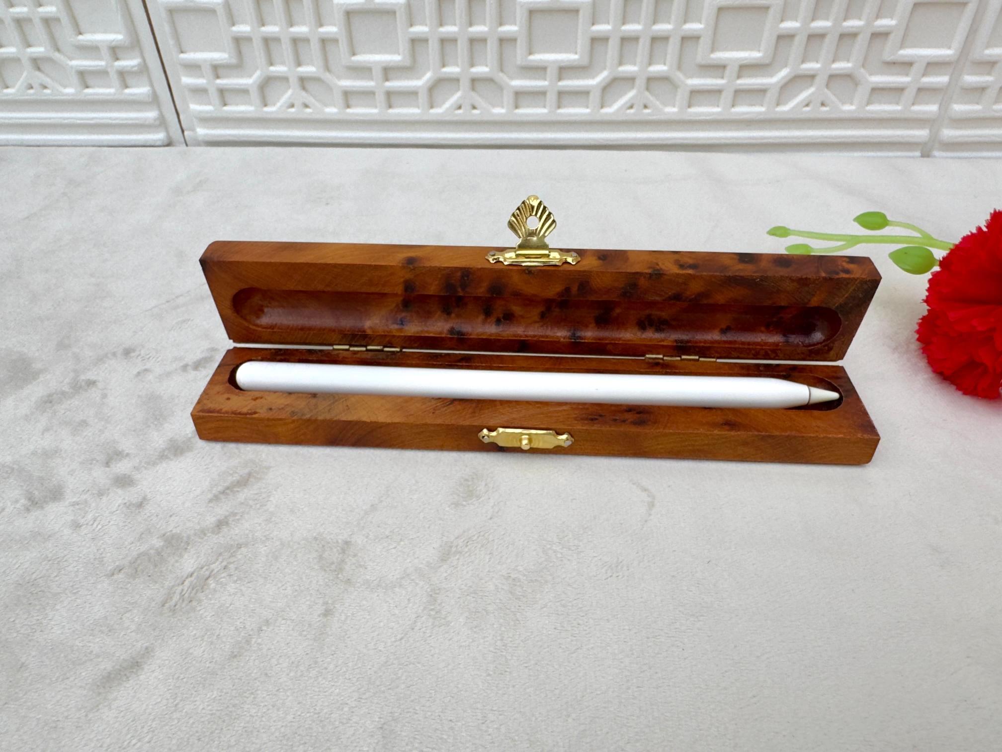 Handcrafted Thuya Wood Pencil Case – Lockable Wooden Box for Pens ...