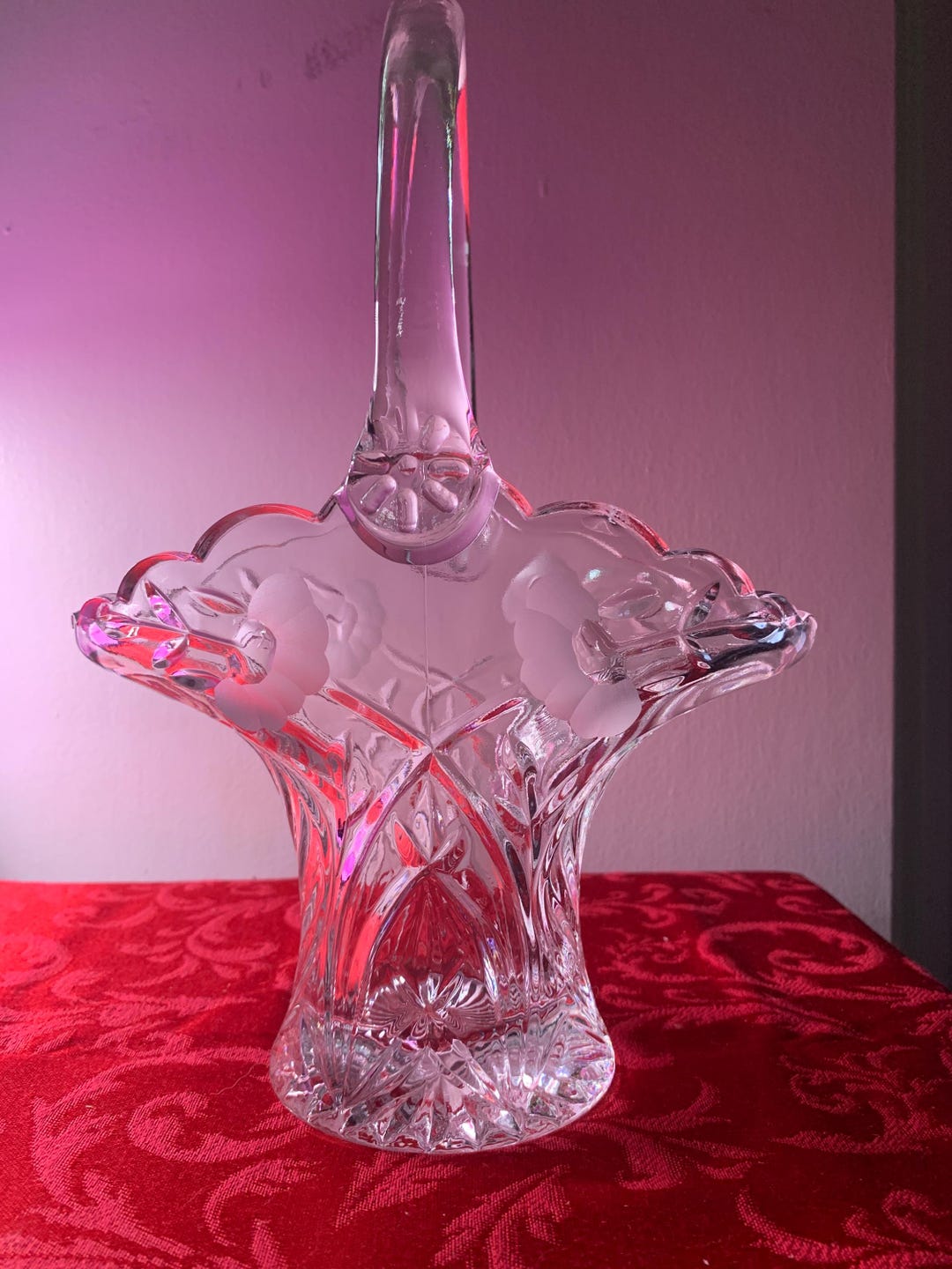 Princess House Diamond Pattern Cut-glass Scalloped Basket - Etsy