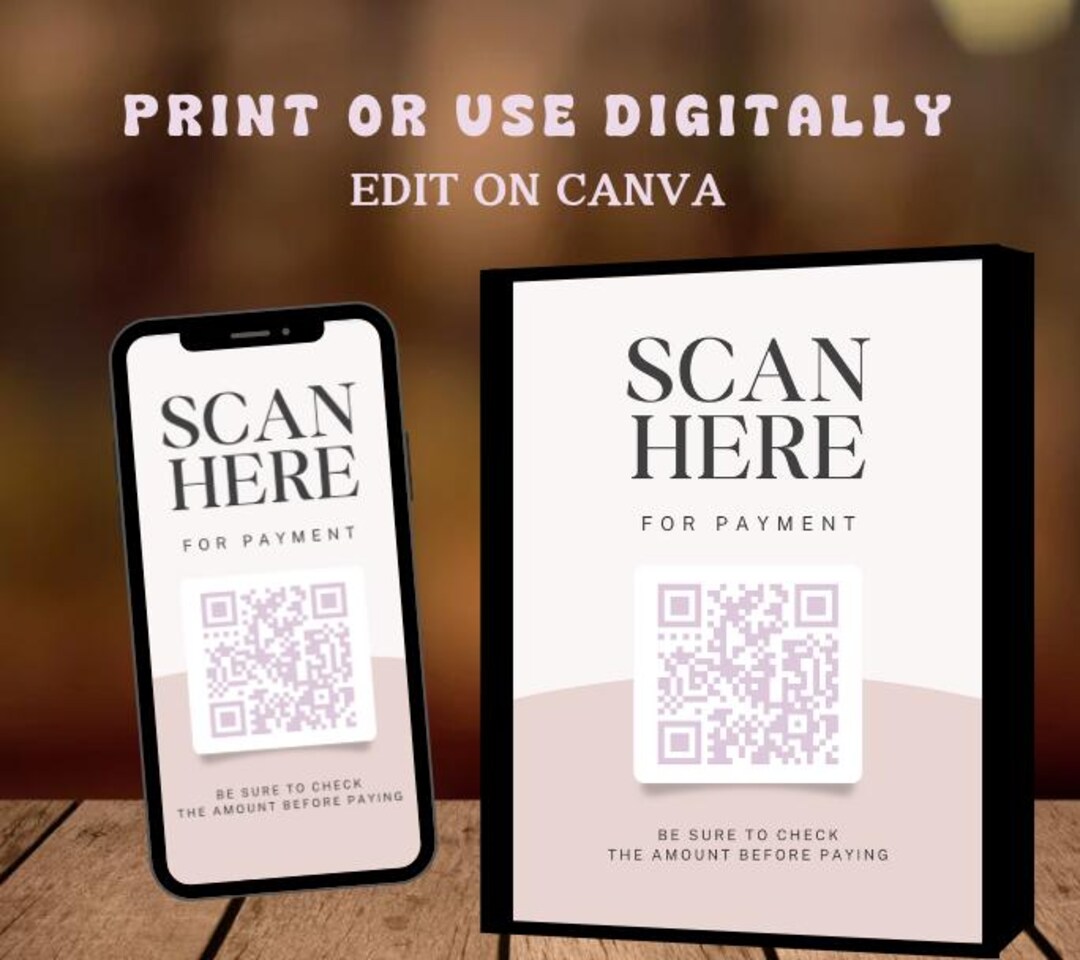 Scan to Pay Sign for Small Business - Pink QR Code Payment Sign ...