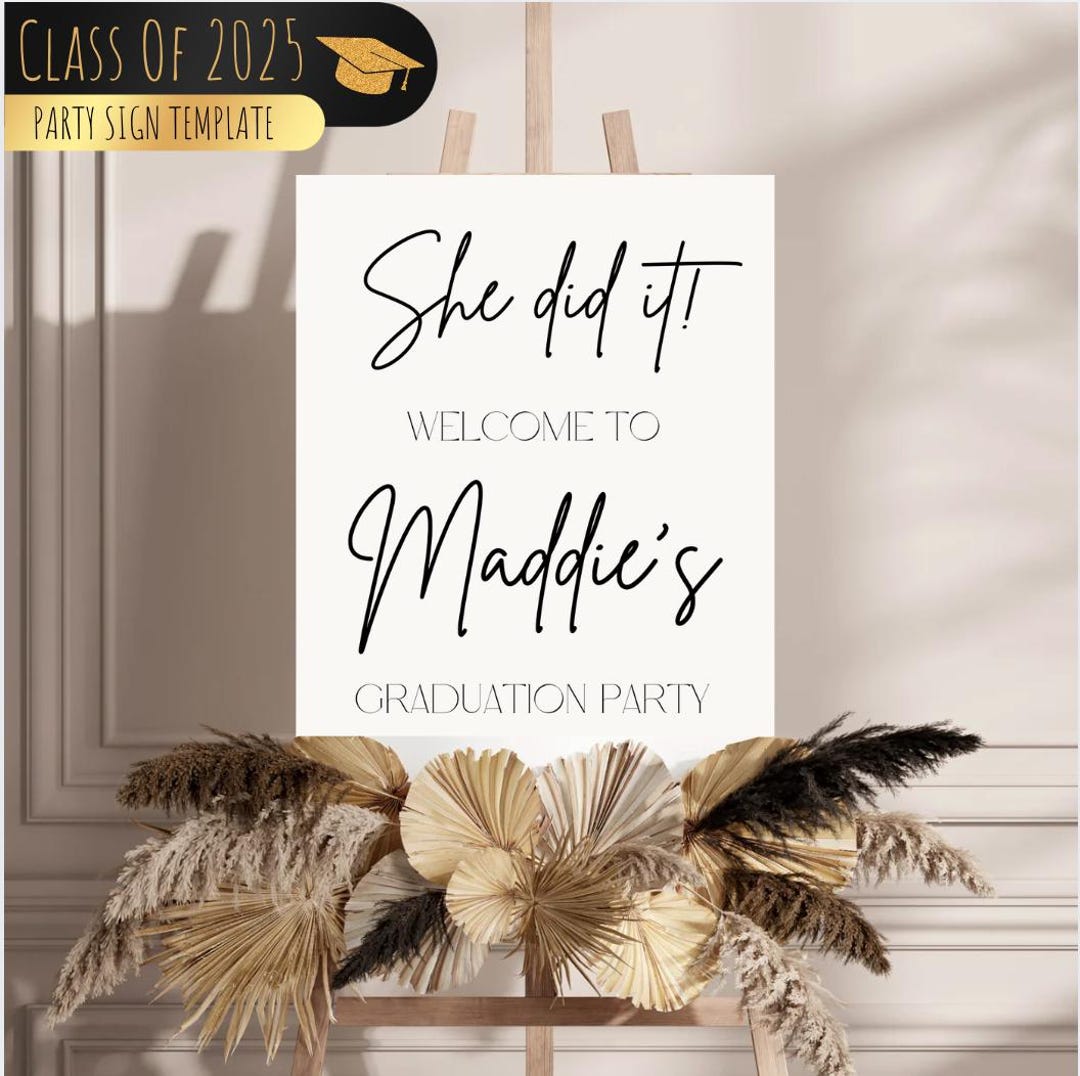 Printable Class of 2025 Graduation Party Yard Sign Template - Black ...