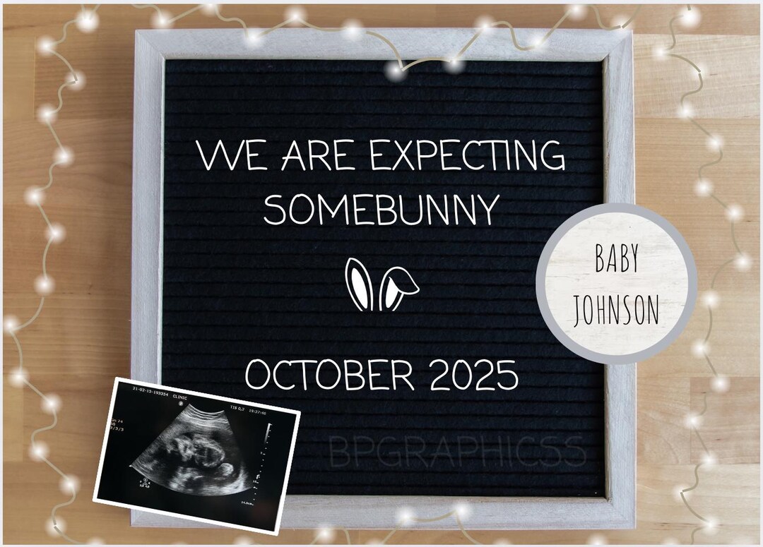Digital Easter Themed Letter Board Pregnancy Announcement Customizable ...