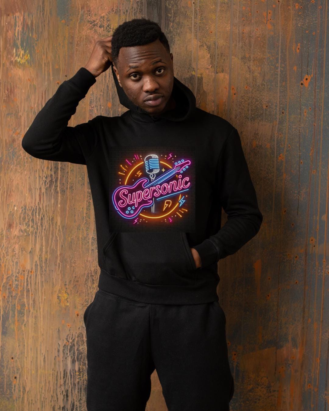 Neon Supersonic Hoodie Oasis Supersonic Neon Design Hoodie Retro ...