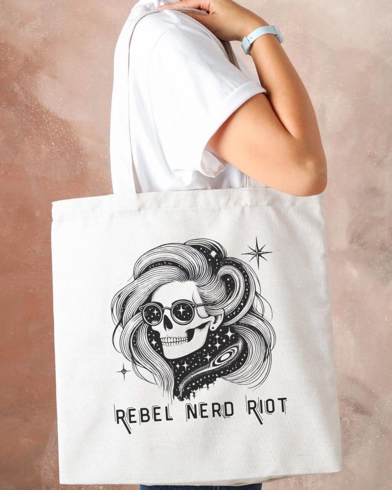 Rebel Nerd Riot Logo Tote Bag | Geeky Rebel Tote | Streetwear-inspired Tote Bag | Reusable Bag ...