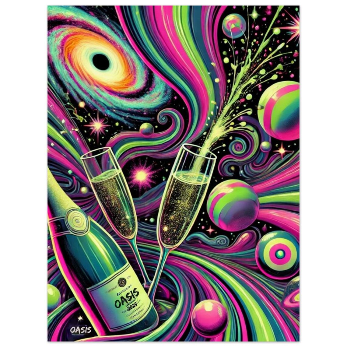 Champagne Supernova Psychedelic Poster Oasis Cosmic Wall Art Retro ...