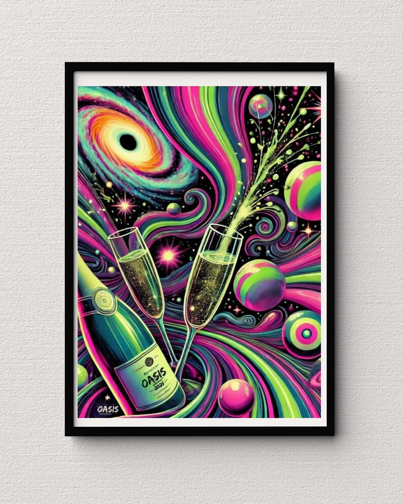 Champagne Supernova Psychedelic Poster Oasis Cosmic Wall Art Retro ...