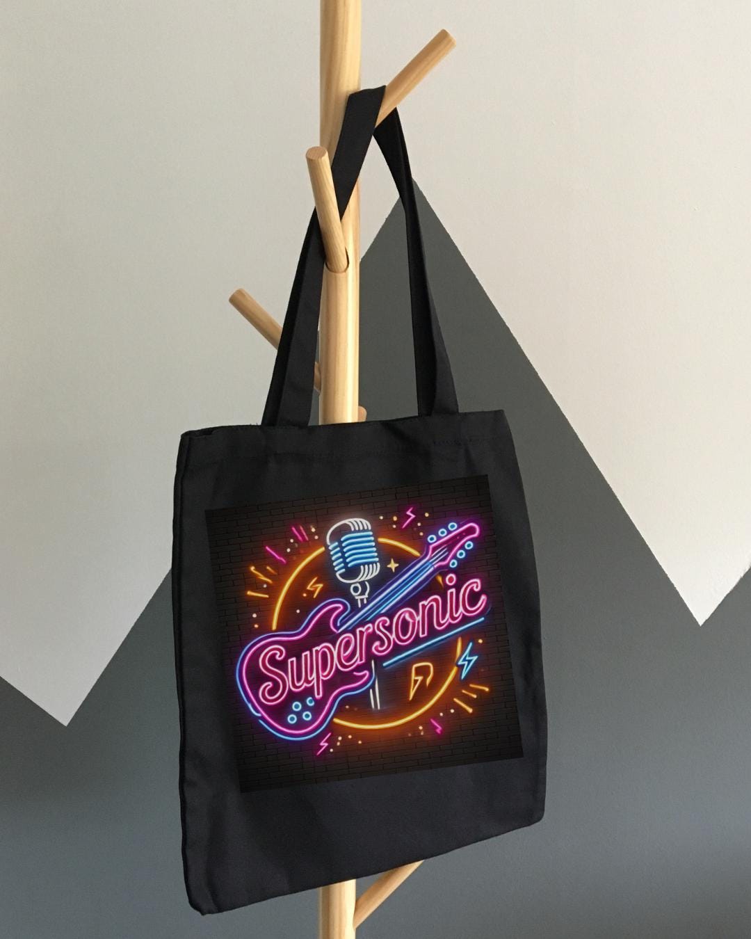 Neon Supersonic Tote Bag Oasis Supersonic Neon Design Tote Retro ...