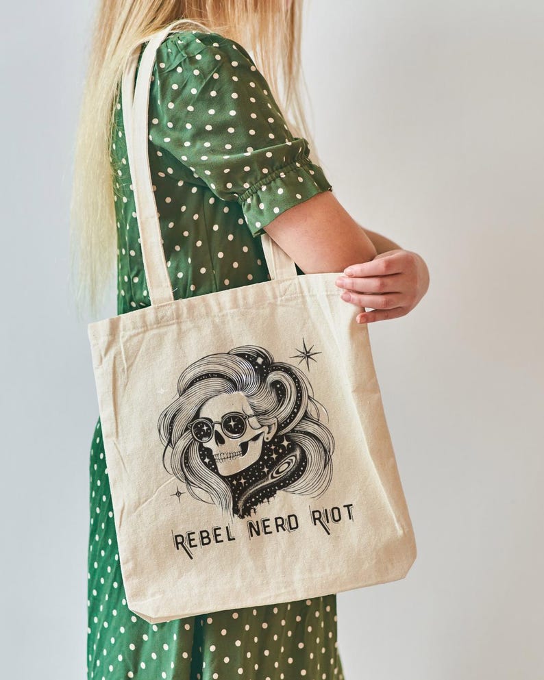 Rebel Nerd Riot Logo Tote Bag | Geeky Rebel Tote | Streetwear-inspired Tote Bag | Reusable Bag ...
