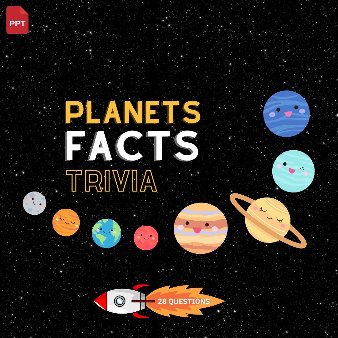 Interactive Planets Trivia Quiz Powerpoint 28 Fun and Educational Space ...