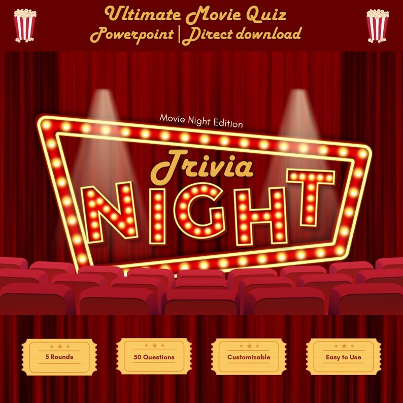 Ultimate Movie Quiz Powerpoint: Fun 5-round Trivia Game for Film Lovers ...