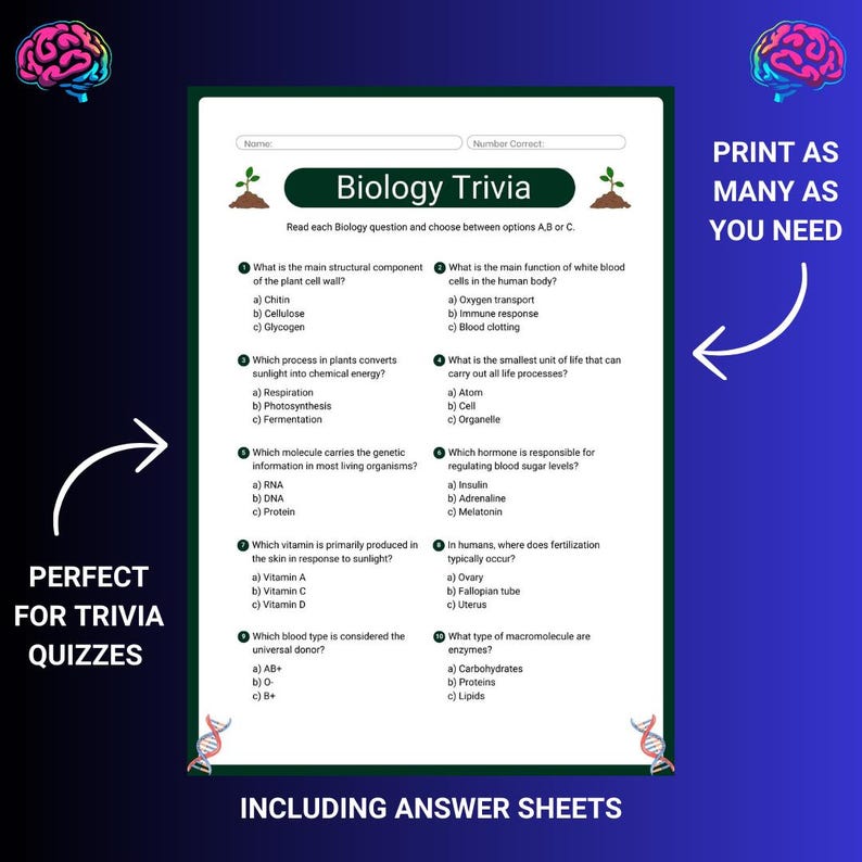 Trivia Quiz Bundle, Pubquiz, Game Night, Trivia Night, Printable Trivia ...