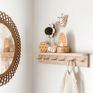 Wooden Honey Bee Decor: Honeycomb & Beehive Shelf Accents - Etsy