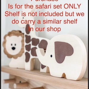 Wooden Safari Animals: Faux Leather Accents, Nursery Decor Set - Etsy