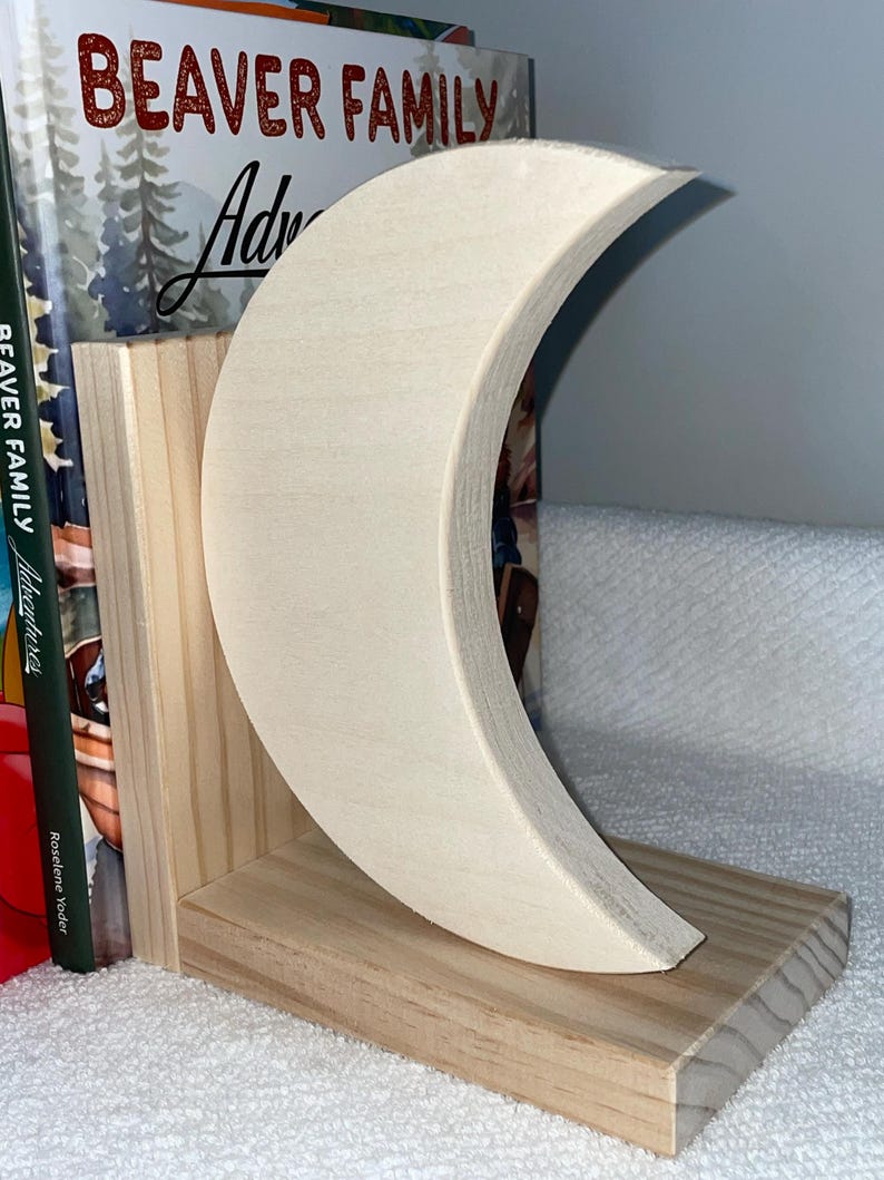 Bookends Moon and Star-wooden Bookends-moon-star-nursery Decor-book ...