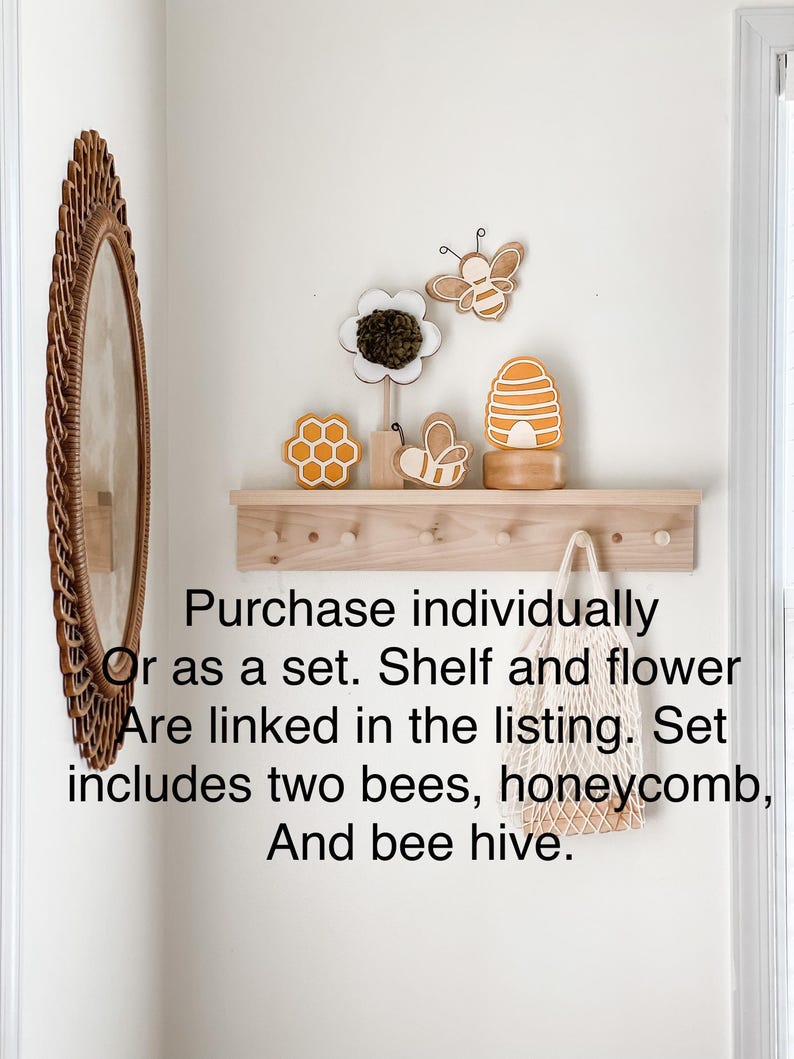 Wooden Honey Bee Decor: Honeycomb & Beehive Shelf Accents - Etsy
