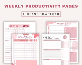 Purple Printable Weekly Routine & Goals Tracker for Teens Productivity ...