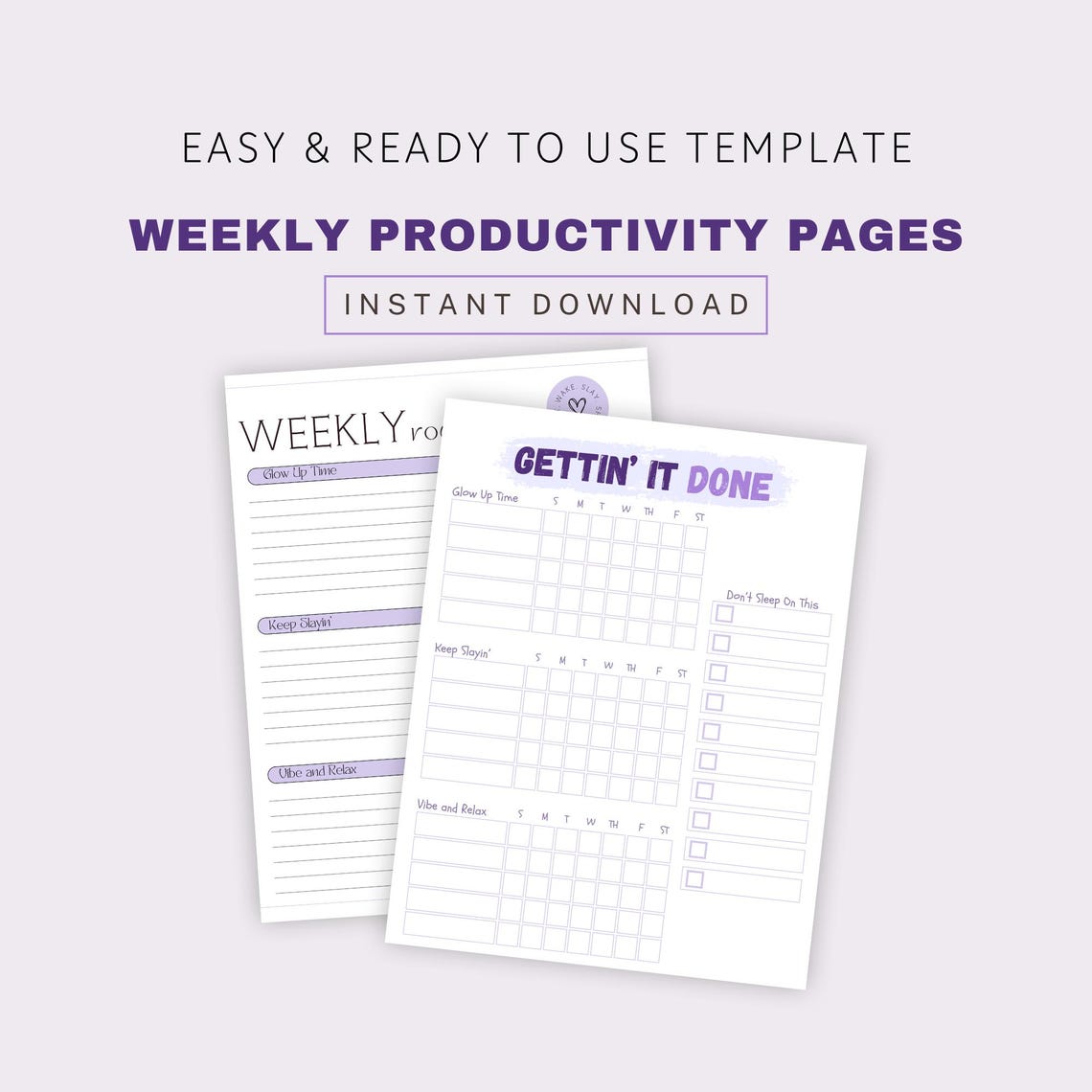 Purple Printable Weekly Routine & Goals Tracker for Teens Productivity ...