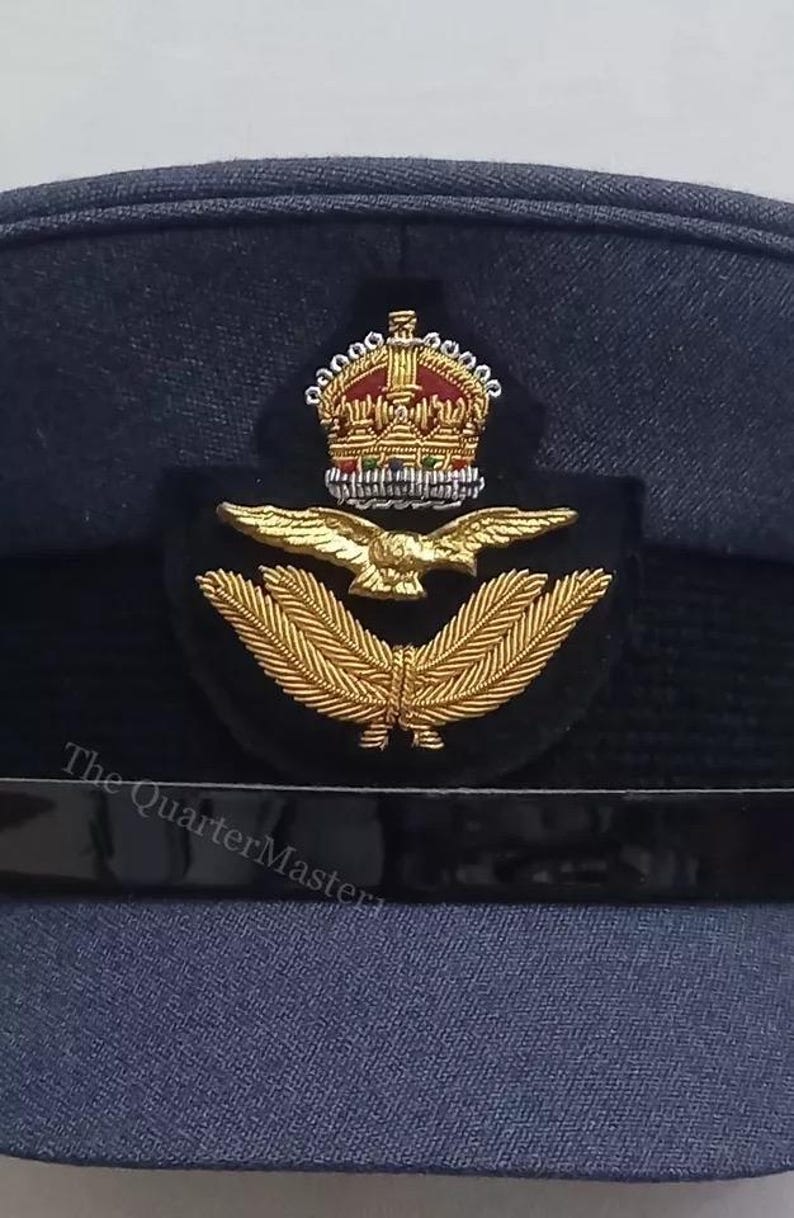 RAF Royal Air Force Officer No:1 Dress Cap/ Hat With RAF King's Crown ...