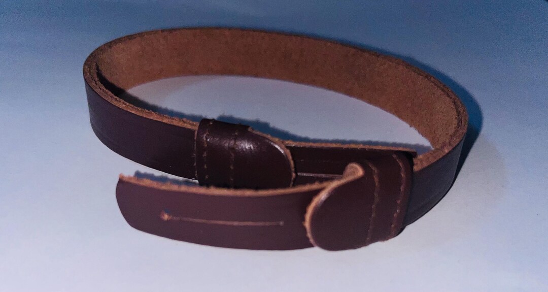 Military Forces Peaked Cap Chin Strap Brown Genuine Leather Adjustable ...