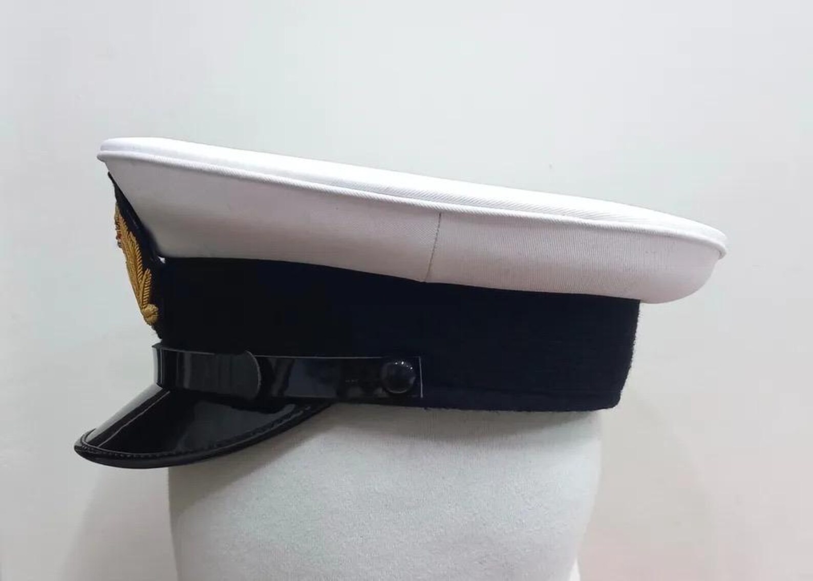 RN Royal Navy Officer Cap White Cotton Twill Top With RN Kings Crown ...