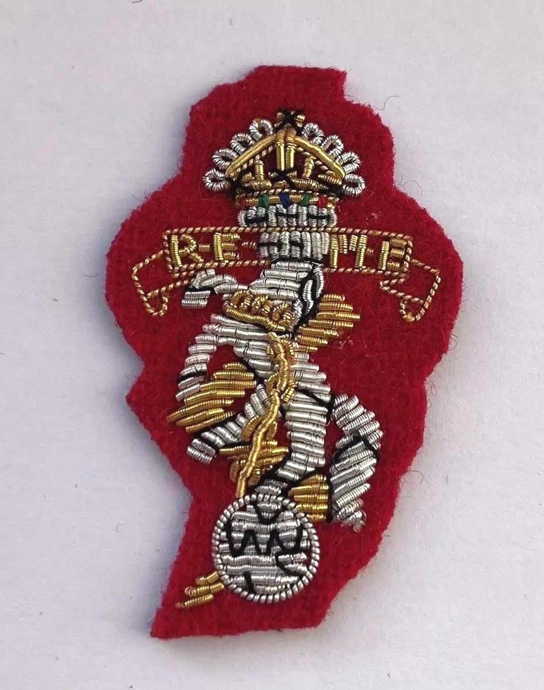 REME Officer,s Cap Badge, Beret/hat/side Cap Hand Embroidered With King ...