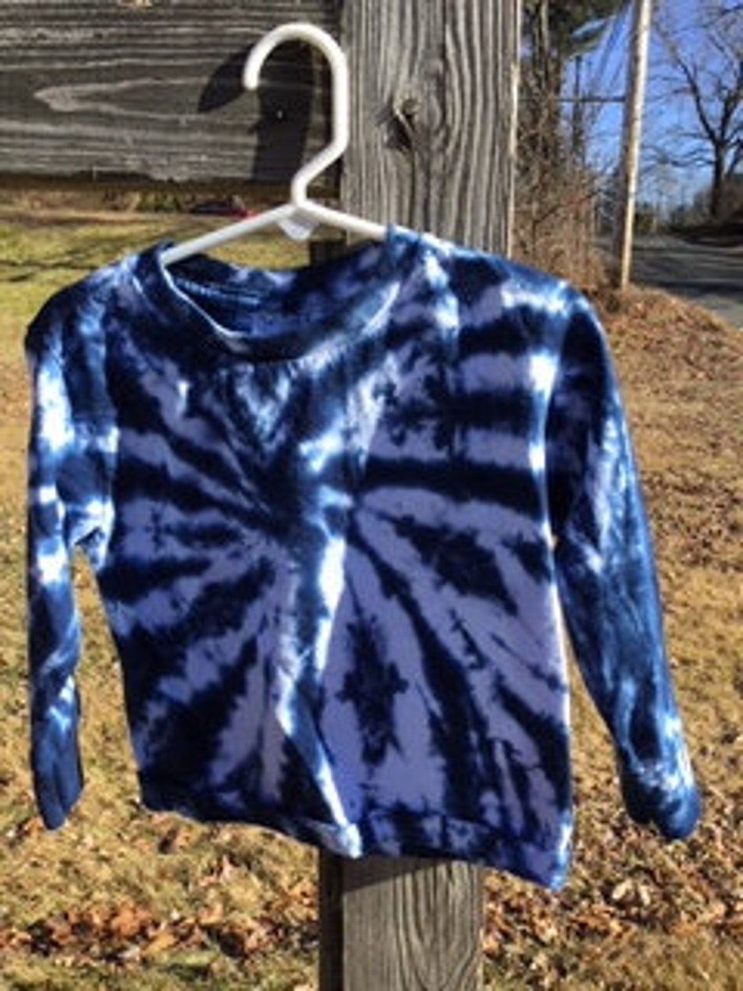 Tie Dyed Indigo Blue Spider Web Design Long Sleeve Cotton - Etsy