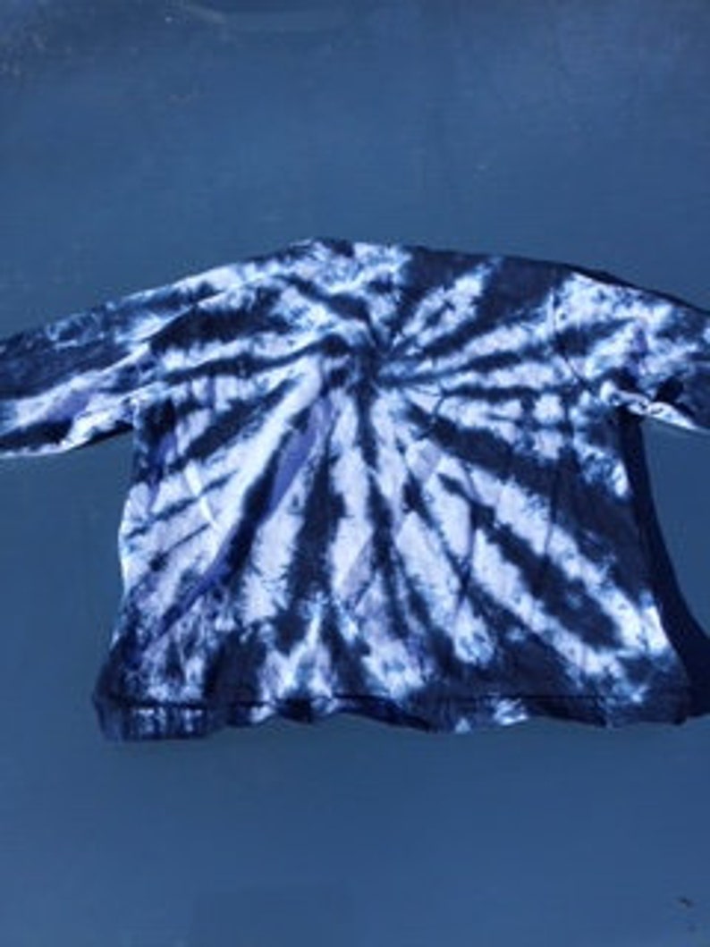 Tie Dyed Indigo Blue Spider Web Design Long Sleeve Cotton Adult T Shirt ...