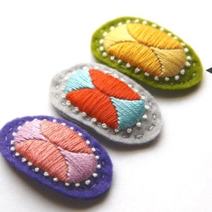 Hand Embroidered Hair Clip, Felt Hair Clip, Baby Hair Clip, Girls Hair ...