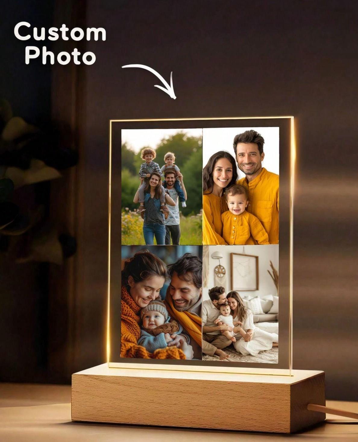 Personalized Photo Night Light, Photo Collage LED Light, Custom Photo ...