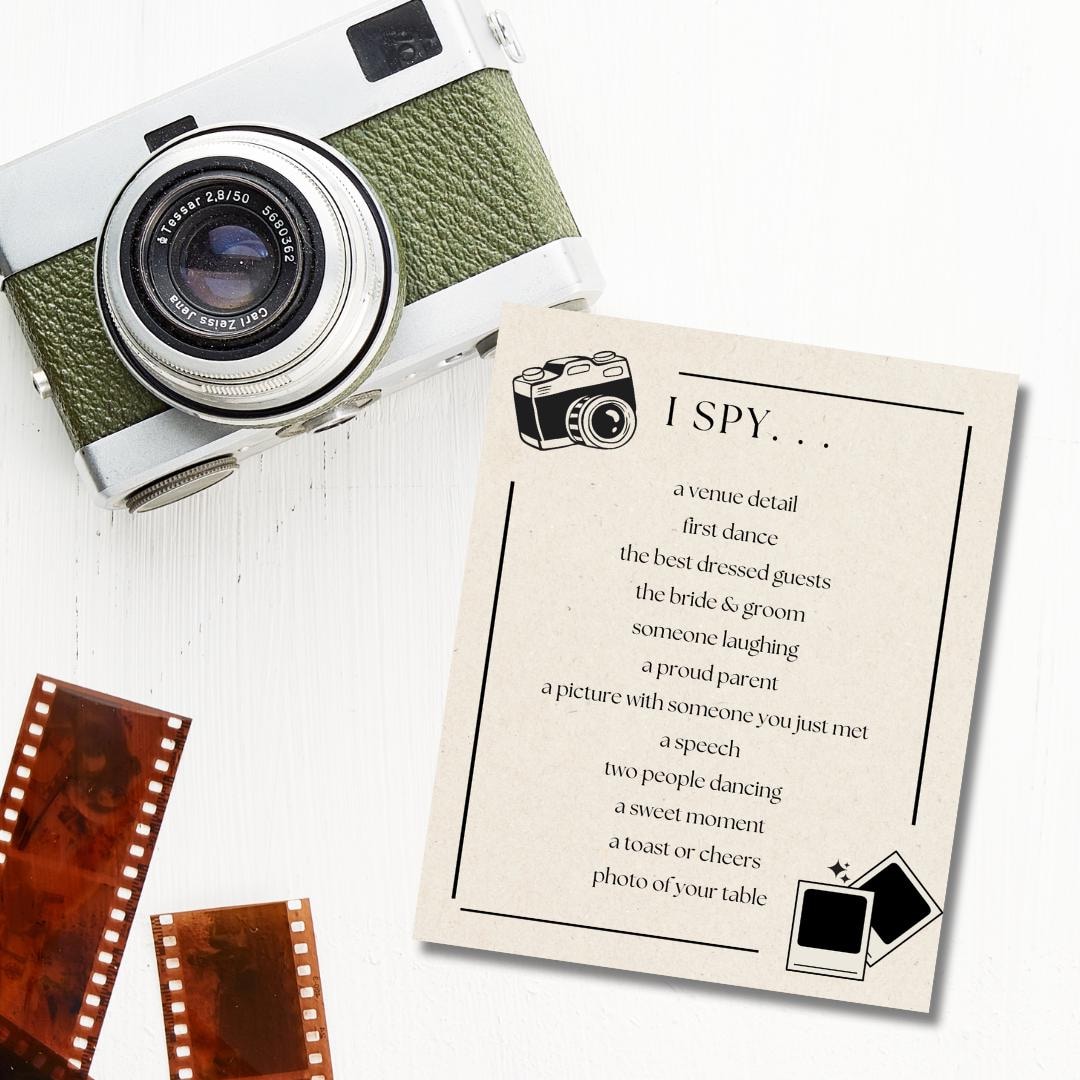 I Spy Camera Wedding Game Sign for Wedding. Capture the Love Photo ...
