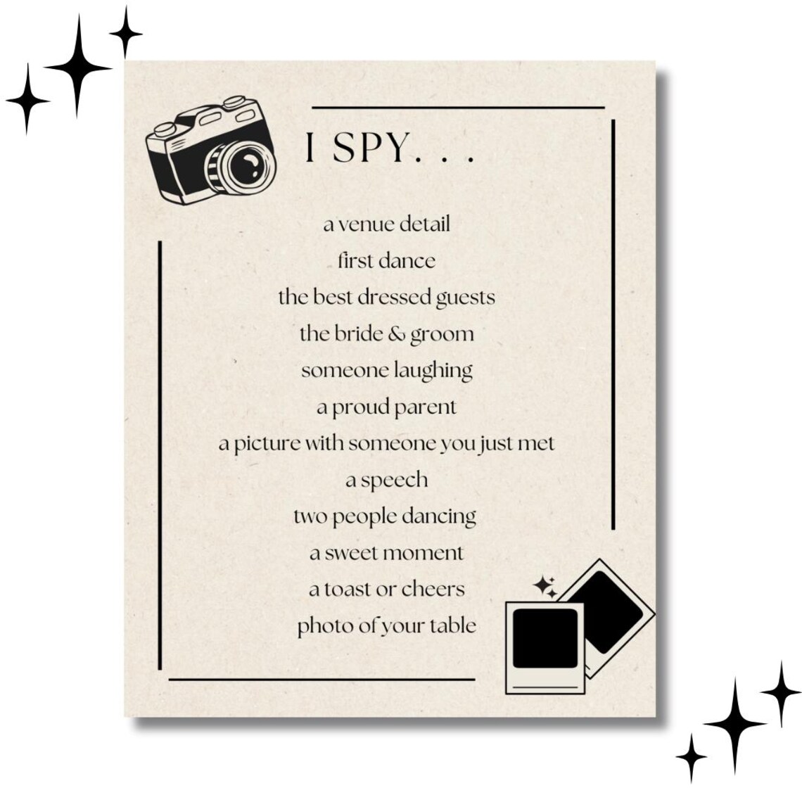 I Spy Camera Wedding Game Sign for Wedding. Capture the Love Photo ...
