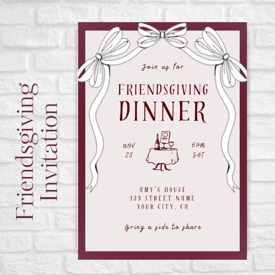Friendsgiving Invitation, Friendsgiving Invite, Thankful AF, Digital ...