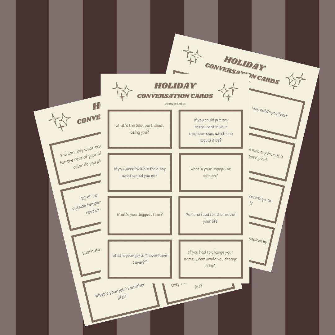 Funny Conversation Cards, Friendsgiving Table Topics Printable ...