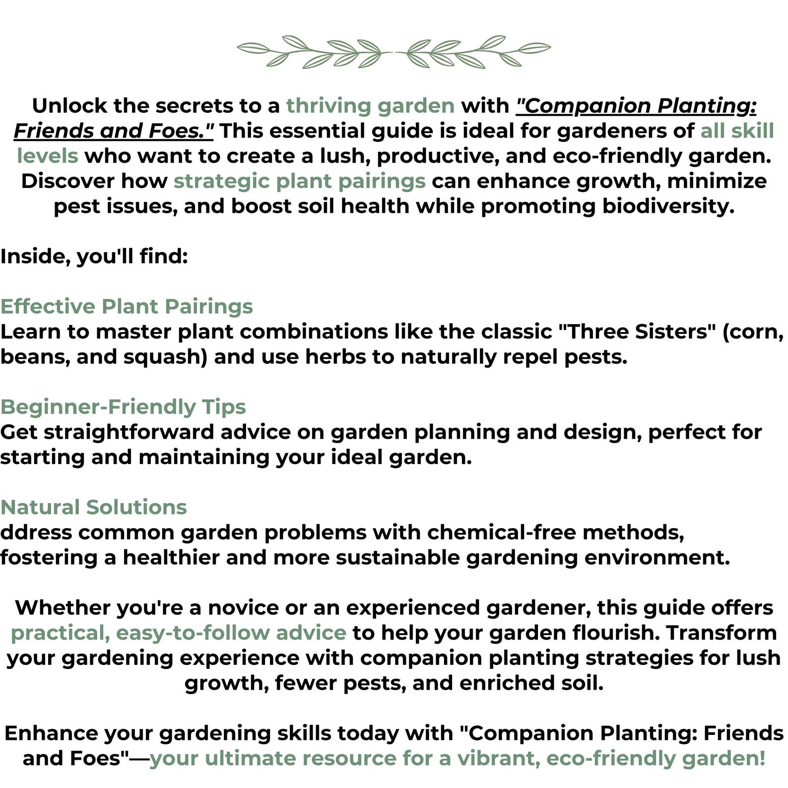 Companion Planting : Friends and Foes, Garden Guide for Effective Plant ...
