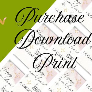 Printable Happy New Year 2025 Card Template Flora Esthetic Design Card ...