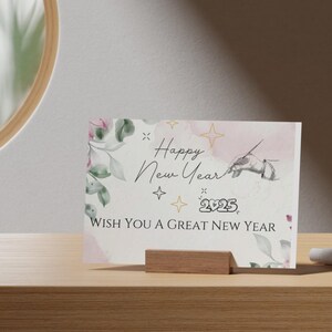 Printable Happy New Year 2025 Card Template Flora Esthetic Design Card ...