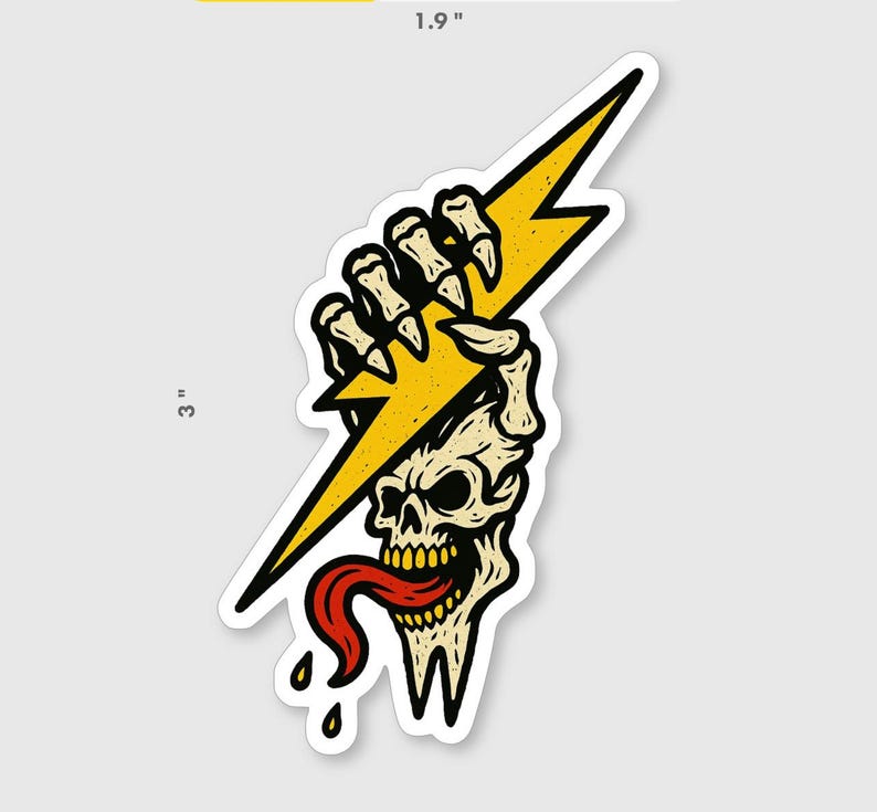 Skeleton Hand Holding Lightning Bolt Hardhat Sticker - Etsy